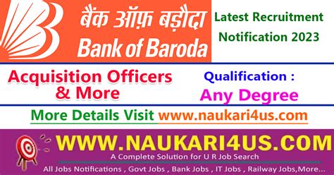 Bob Bank Of Baroda Latest Recruitment Notification 2023 For
