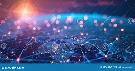 Internet Technology With Global Communication Network Connected Around The World Stock