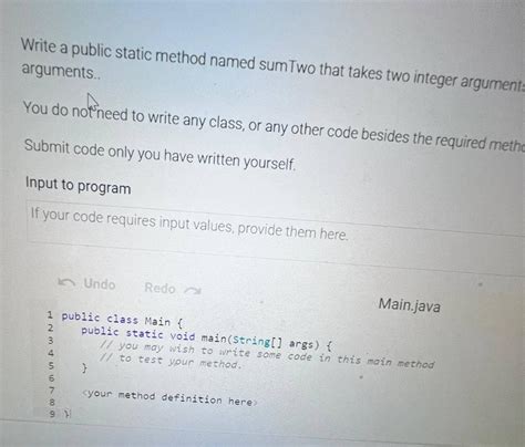 Solved Write A Public Static Method Named Sumtwo That Takes