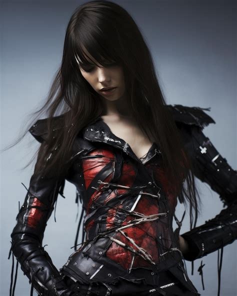 Premium Ai Image A Model Wears A Red And Black Outfit With A Red And
