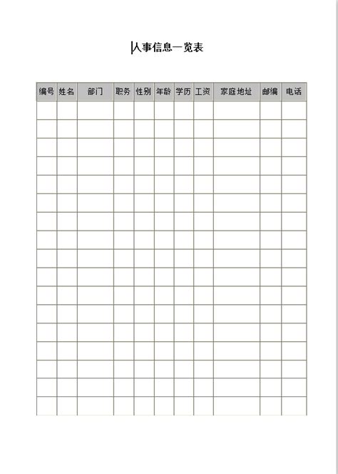 人事信息一览表word模板 我拉网