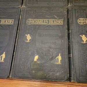 Collier Dickens Works 6 Volumes Green Hardcover Books Staging Decor
