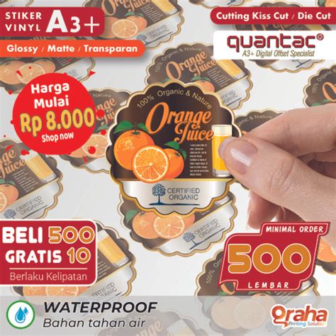 Jual Cetak Stiker Vinyl Transparan A3 Cetak Label Kemasan Grosir