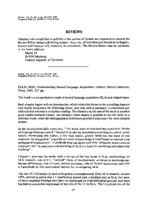 Pdf Understanding Second Language Acquisition