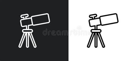 Telescope Pointing Up Outline Icon In White And Black Colors Telescope Pointing Up Flat Vector