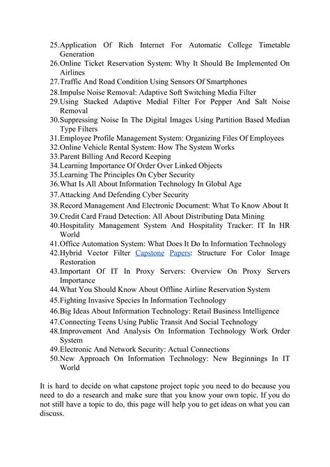 Best Technology Capstone Project Ideas Pdf