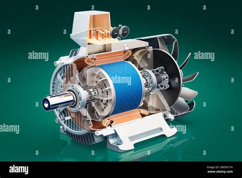 Cross Section Of Industrial Electric Motor On Backdrop 3d Rendering