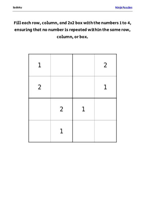 Medium Mini Sudoku 4 Free Printable Pdf