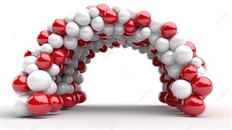 흰색 배경에 대해 아치형 게이트 또는 포털을 형성하는 흰색 및 빨간색 풍선의 3d 렌더링 풍선 아치 풍선 장식 3d 풍선 배경 일러스트 및 사진 무료 다운로드