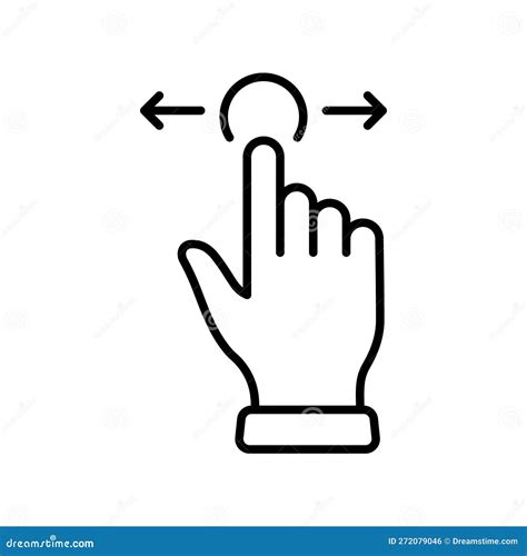 Swipe Gesture Of Computer Mouse Pointer Finger Black Line Icon Cursor