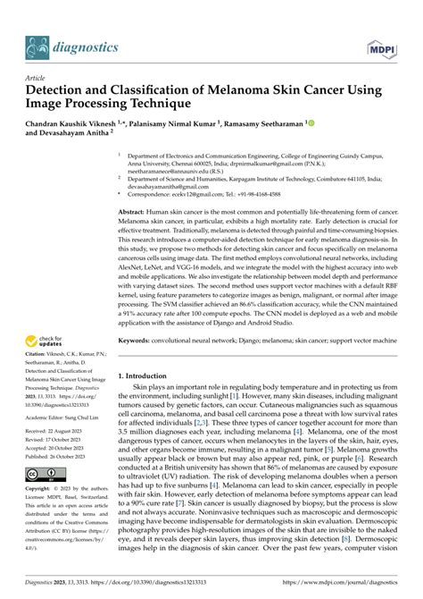PDF Detection And Classification Of Melanoma Skin Cancer Using Image