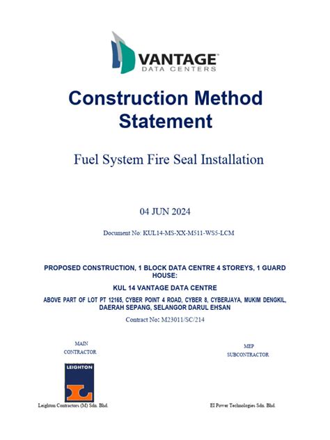 Construction Method Statment Fire Seal Installation Pdf Personal