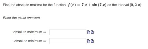 Solved Find The Absolute Maxima For The Function Chegg