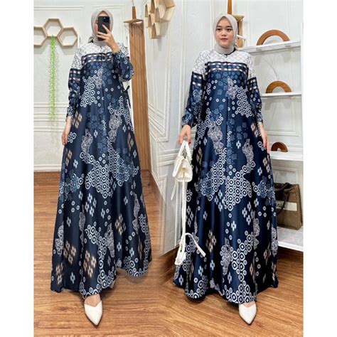 Mortal Dress Gamis Silk Premium Terbaru Motif Batik Gamis Seragam Pengajian Dan Pesta