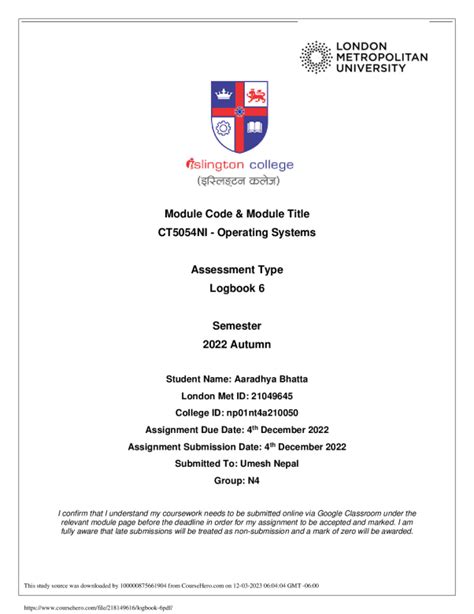 Module Code And Module Title Ct5054ni Operating Systems Assessment Type