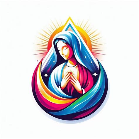 A Colorful Jishu Logo White Background With The Mother Of Maria Premium Ai Generated Image