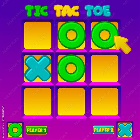 Image Vectorielle Stock Tic Tac Toe Ui With Arow Cursor Board Logic Game For Your Game