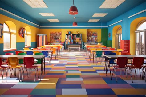 Colorful And Bright Empty School Classroom Stock Illustration