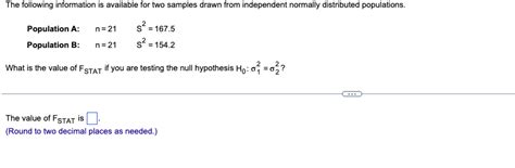 Solved Population A N21s21675 Population B N21s21542