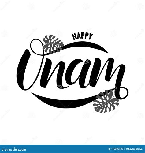 Happy Onam Festival Typography Lettering Stock Vector Illustration Of