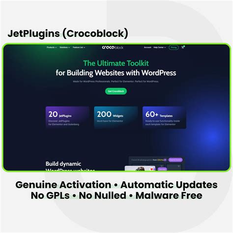 Jetplugins Crocoblock 1 Site Lifetime Wordpress Plugin Automatic Updates Genuine