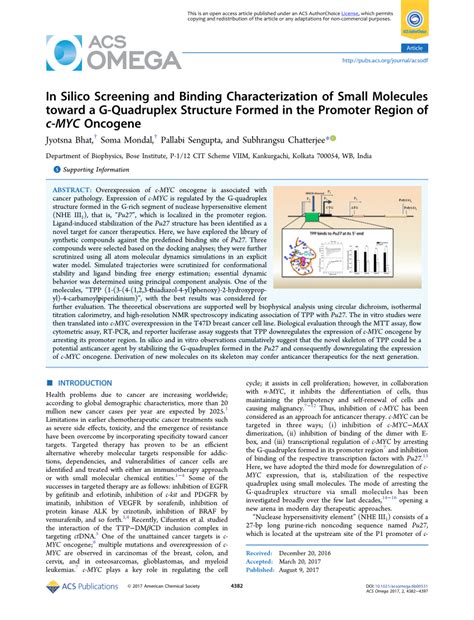 Pdf In Silico Screening And Binding Characterization Of Small