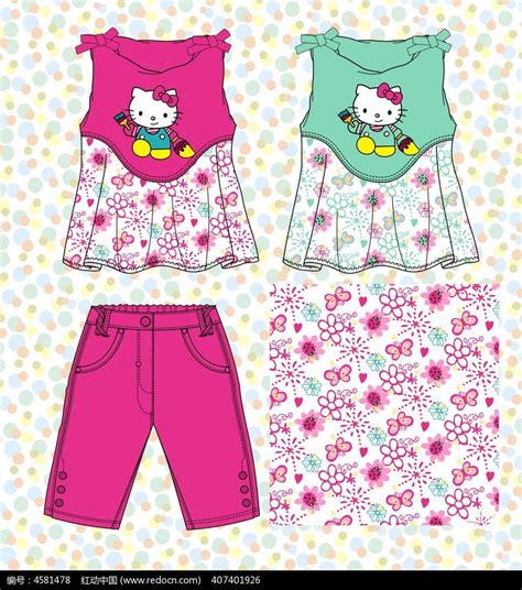 印花小童裙 矢量吊带公主裙 欧美童装手稿图片下载红动中国