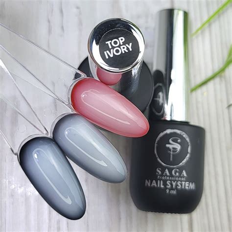 Молочный топ для ногтей Saga Top Ivory 8мл без липкого слоя от продавца ...