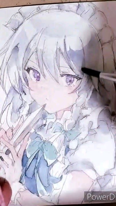 【東方】咲夜アナログメイキング 描いてみた 透明水彩 東方project 東方 イラストメイキング イラスト アナログイラスト