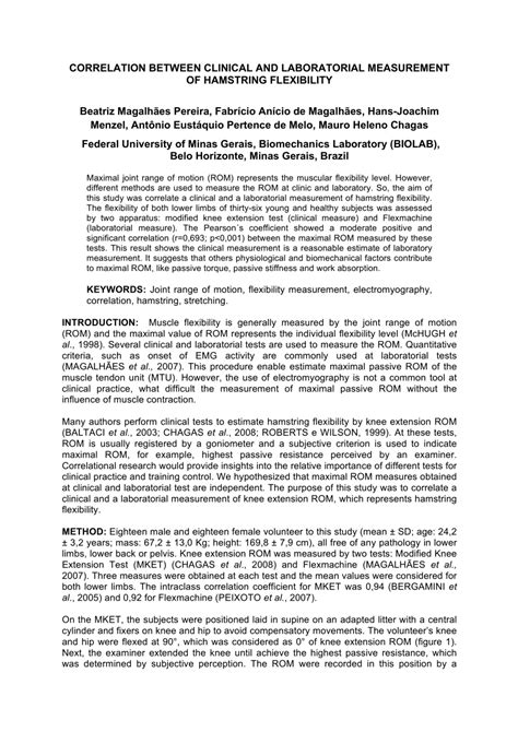 Pdf Correlation Between Clinical And Laboratorial Measurement Of