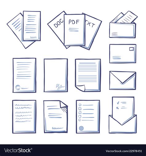 Office Pdf And Doc Txt Files Icons Set Royalty Free Vector