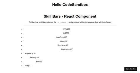 Skill Bar Codesandbox