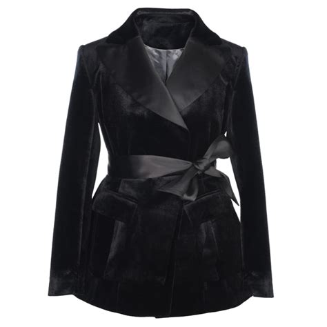 Fashion Velvet Women Suit Coat Graceful Slim Street Wear Black Elegant