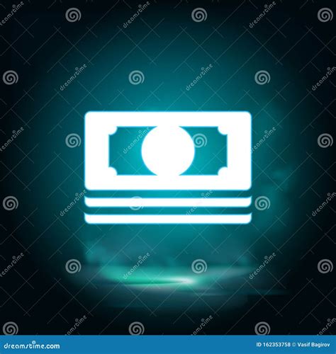 Cash Money Pack Vector Icon Lighting Blue Smoke Neon Icon Stock