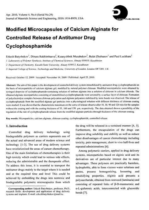 Modified Microcapsules Of Calcium Alginate For Controlled Release Of