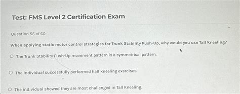 Solved Test FMS Level 2 Certification ExamQuestion 55 Of Chegg