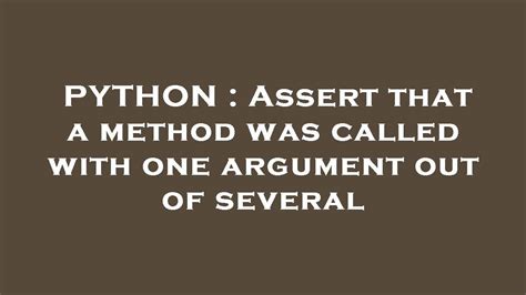 Python Assert That A Method Was Called With One Argument Out Of