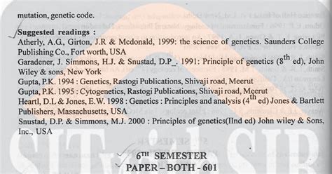Botany Honours Syllabus For 6th Semester Of Assam University Silchar
