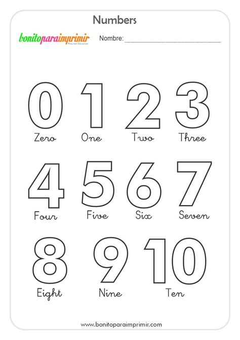 Numeros Del 1 Al 10 En Ingles Para Colorear Images