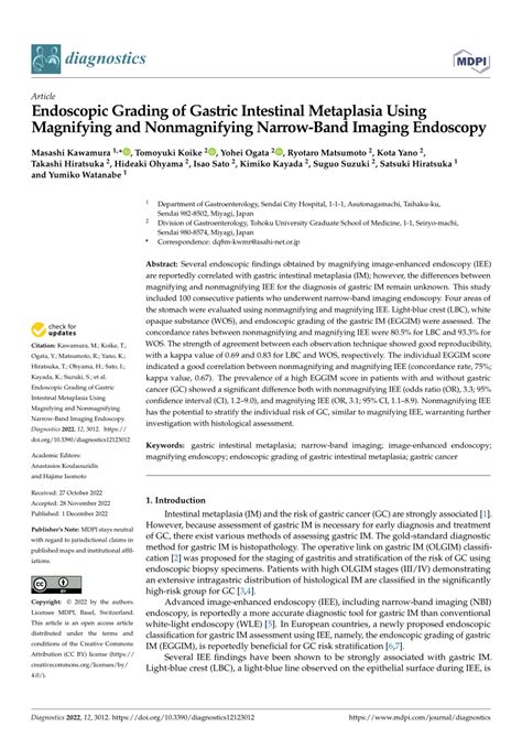 Pdf Endoscopic Grading Of Gastric Intestinal Metaplasia Using