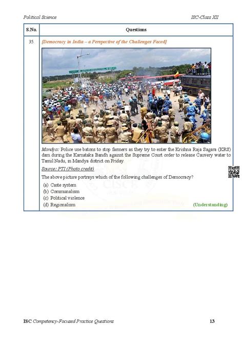 ISC Competency Based Questions Political Science Class 12 Competency Practice Questions AglaSem