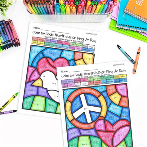 Color By Code Mlk Jr Day Color By Number Activity For Addition And Subtraction Libby Klinner