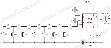Simple Electronic Piano Using 555 Timer Toy Organ Circuit