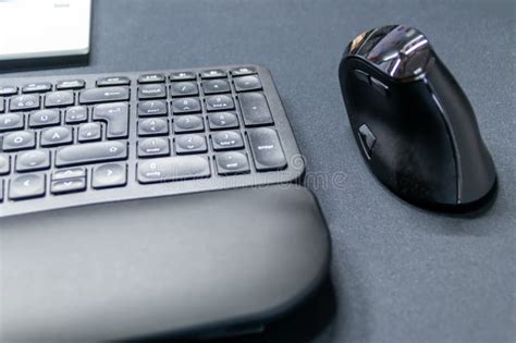 Modern Home Office Equipment With Ergonomic Keyboard And Mouse And