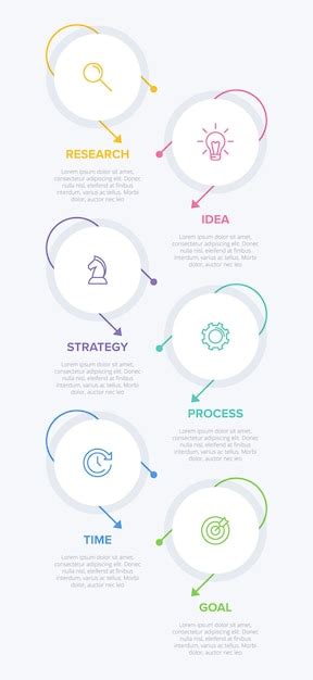 아이콘과 6가지 옵션 또는 단계가 있는 수직 인포그래픽 디자인 프리미엄 벡터