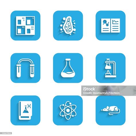 테스트 튜브 및 플라스크 원자 실험 마우스 화재 유전 공학 책 임상 기록 및 정기 표 아이콘을 설정합니다 벡터 Dna에 대한 스톡 벡터 아트 및 기타 이미지 Istock