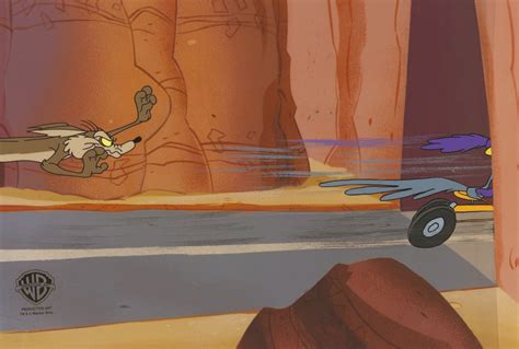 Looney Tunes Original Production Cel Wile E Coyote And Roadrunner