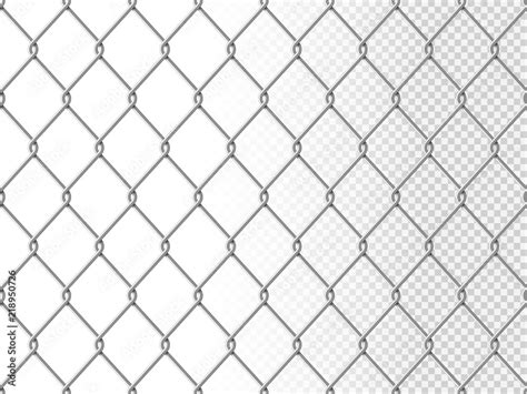 Realistic Chain Link Seamless Pattern Chain Link Fencing Texture Isolated On Transparency