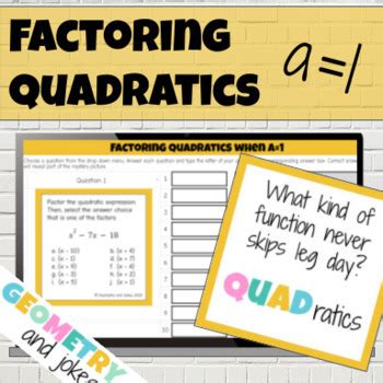 Factoring Quadratic Functions Notes And Activity Bundle By Geometry And Jokes