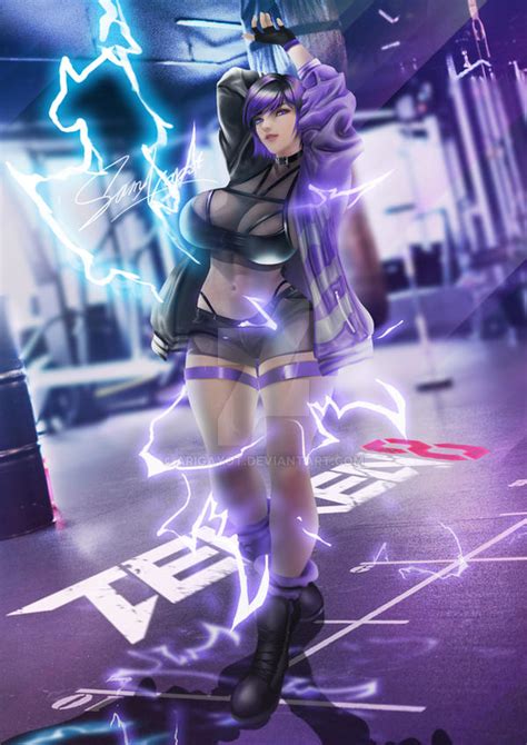 Rule 34 1girls Arigayot Athletic Female Big Breasts Black And Purple